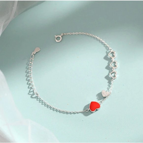 Jewelry | New 925 Sterling Silver Diamond Heart Bracelet | Poshmark